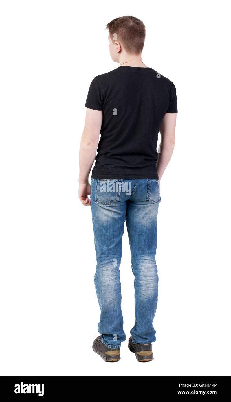 Back view of man in jeans. Standing young guy Stock Photo - Alamy