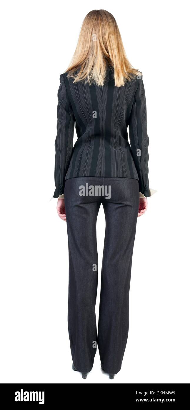 back view of standing beautiful blonde business woman Stock Photo - Alamy