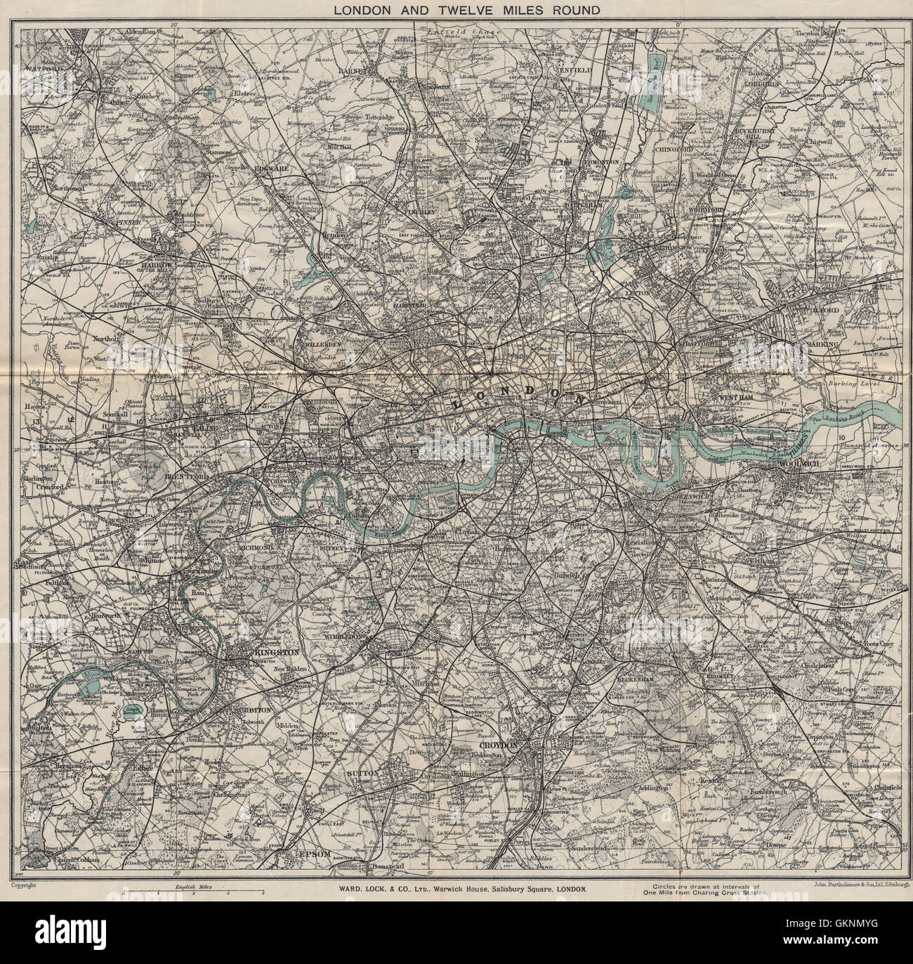 'LONDON AND TWELVE MILES ROUND'. Greater London. WARD LOCK, 1925 ...