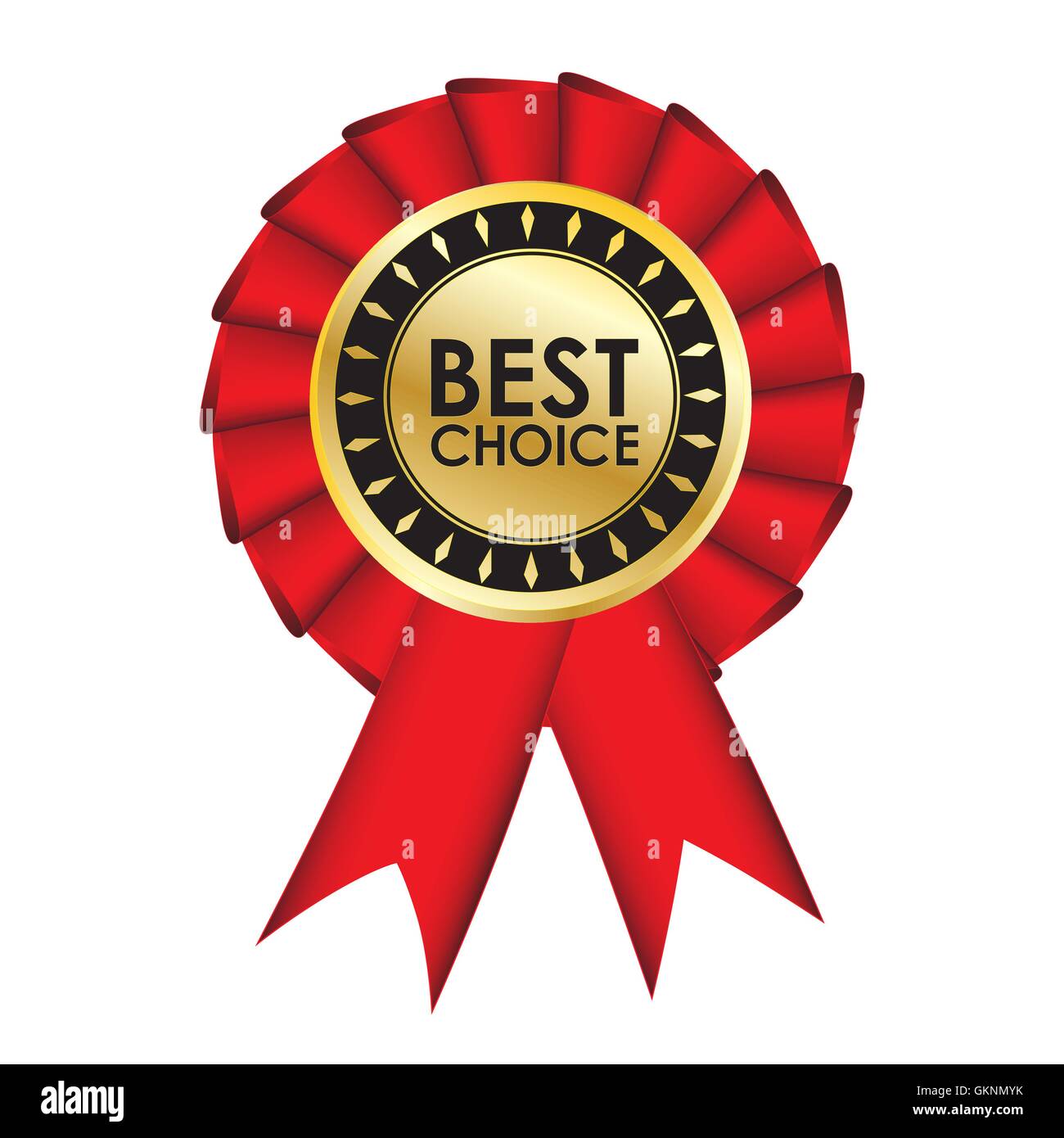 Best choice, realistic red fabric award ribbon, isolated on white ...