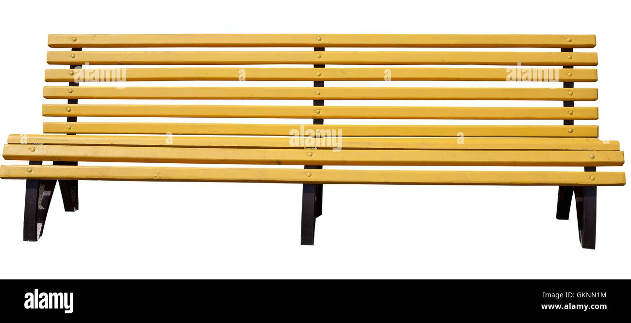 yellow park bench Stock Photo - Alamy