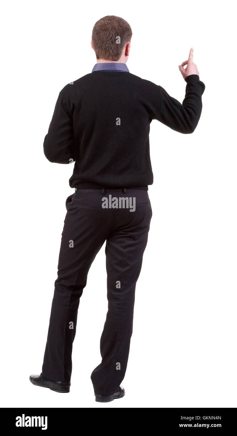 Back view of pointing business man Stock Photo - Alamy