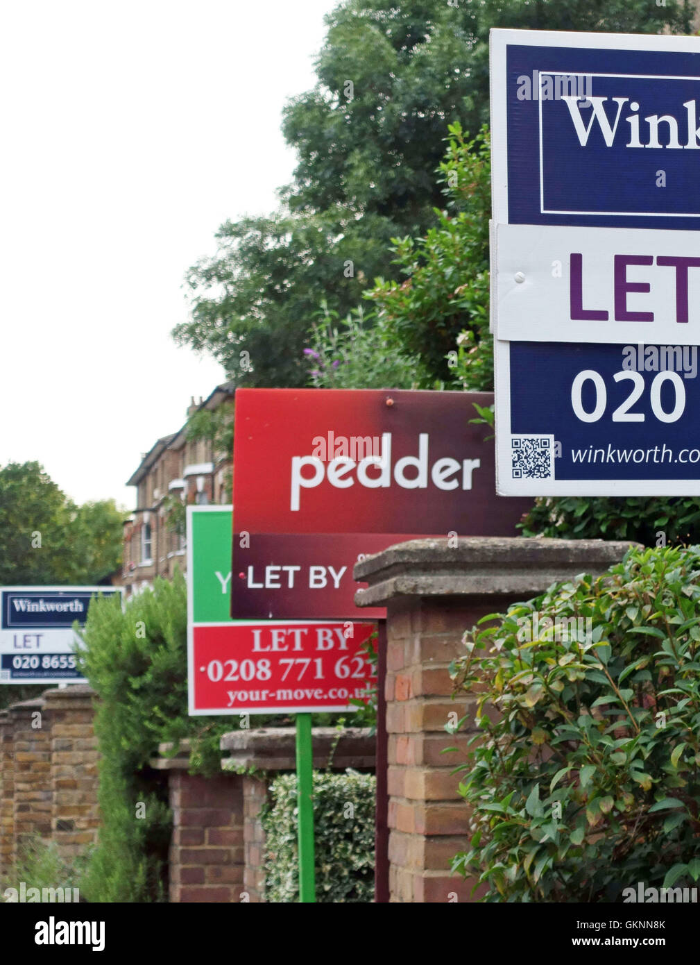 Estate agents "Let" boards in street in Crystal Palace, South London ...