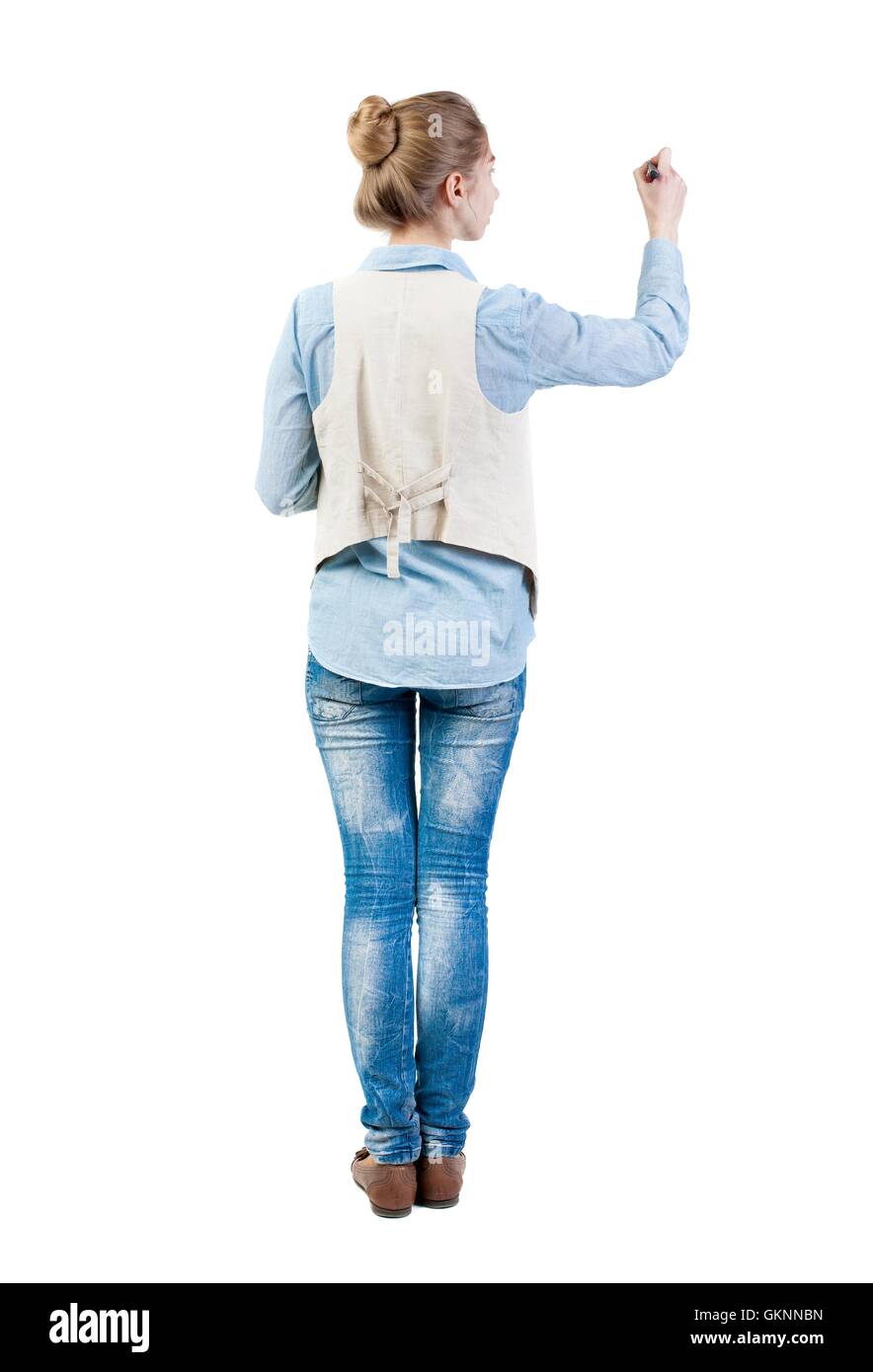 back view of writing beautiful woman Stock Photo - Alamy