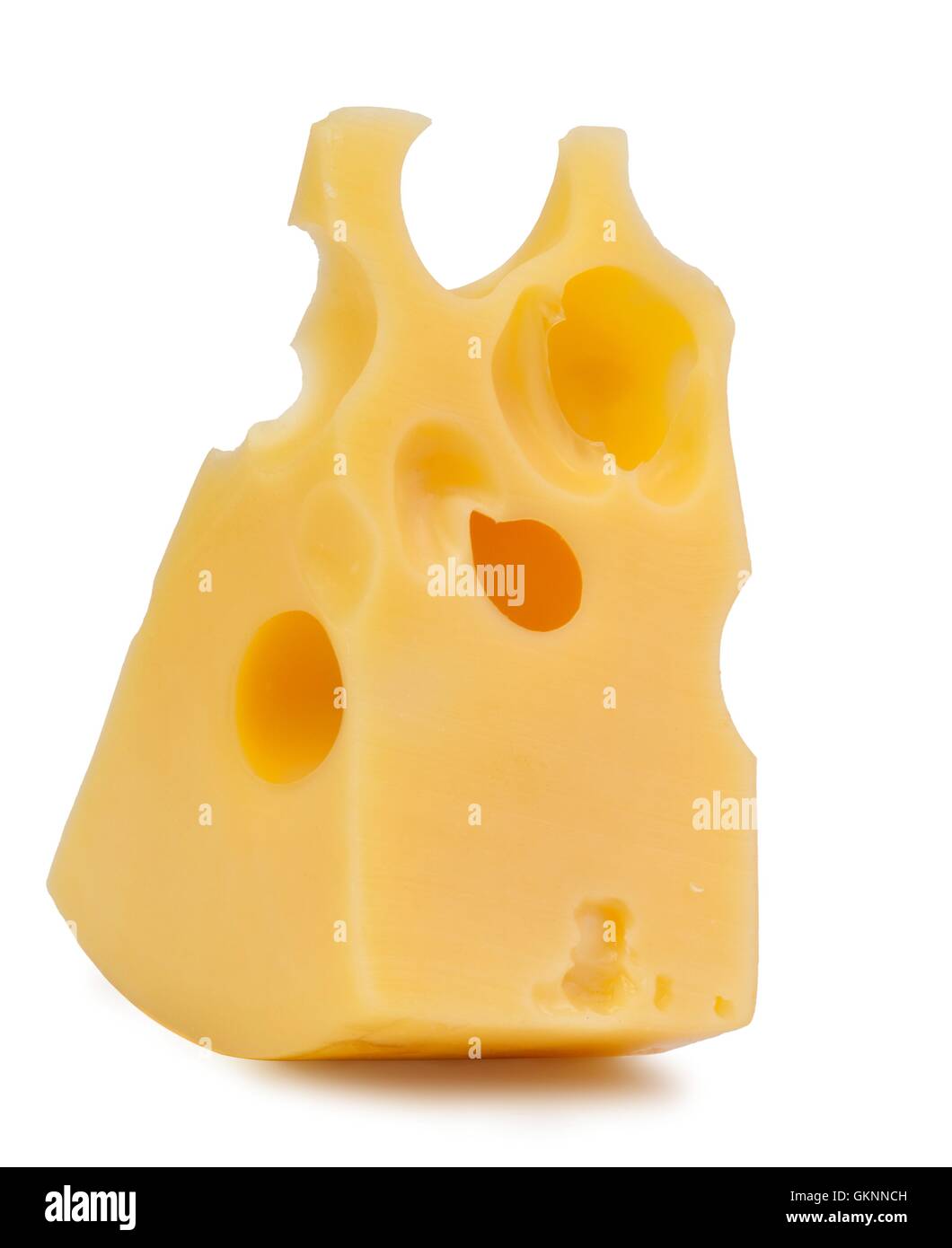 piece of cheese. a triangular slice of cheese with holes Stock Photo ...