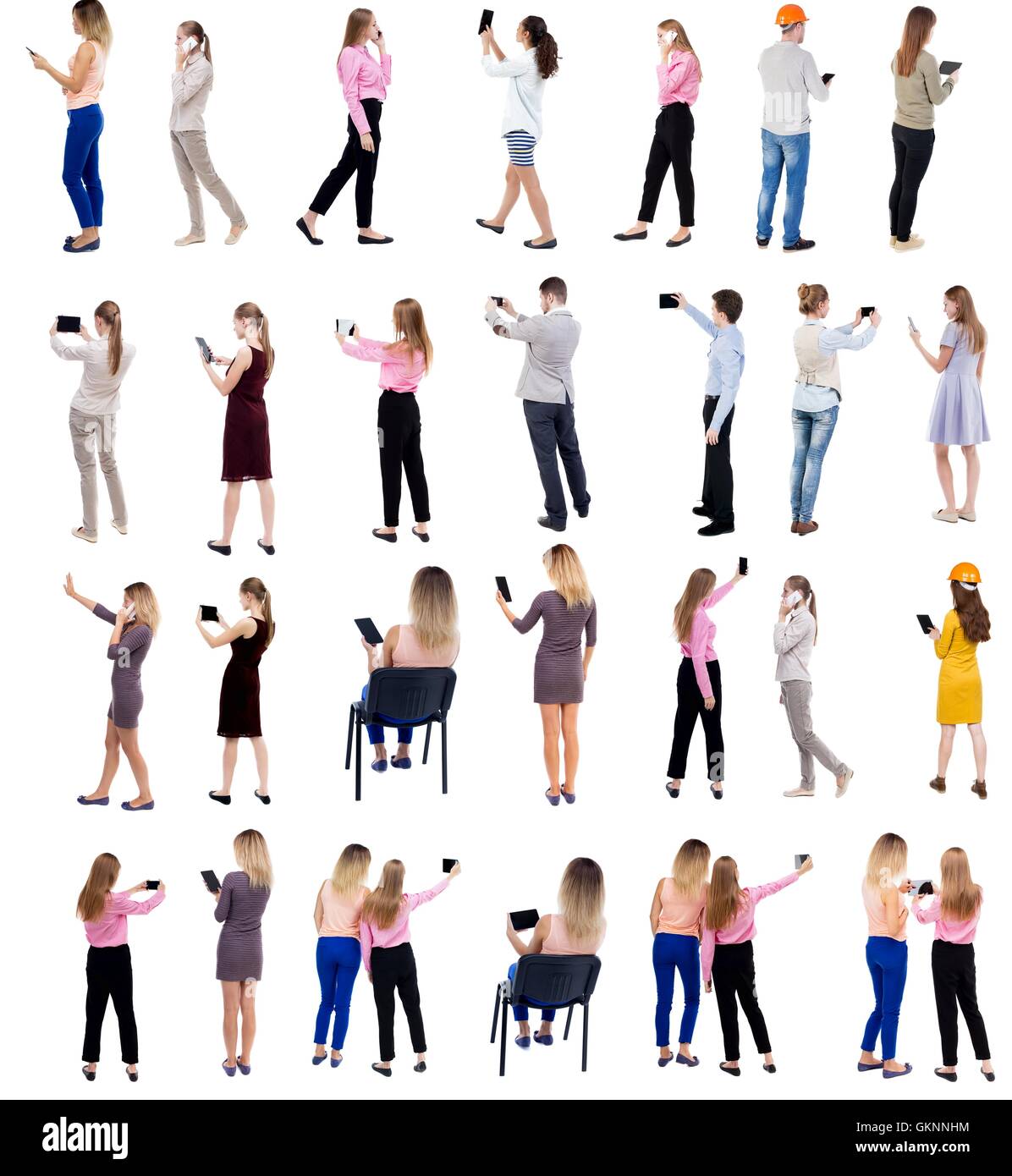 Collection " Back view people use smartphones and tablets Stock Photo ...