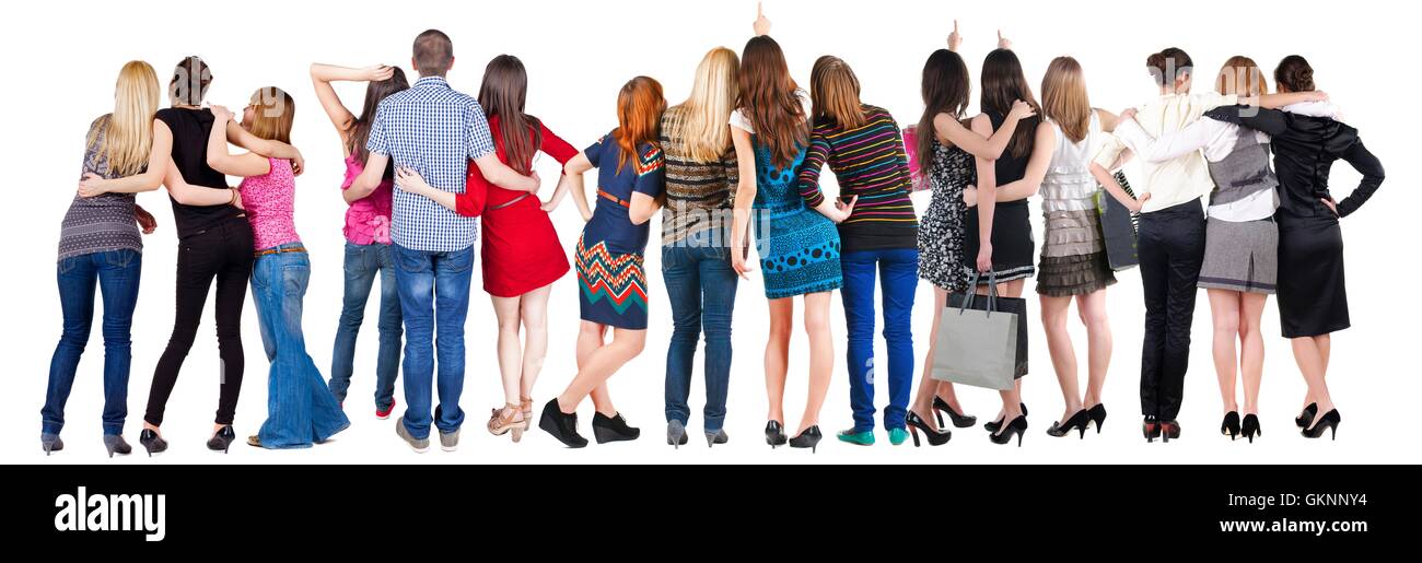 Back view group of people looking Stock Photo - Alamy