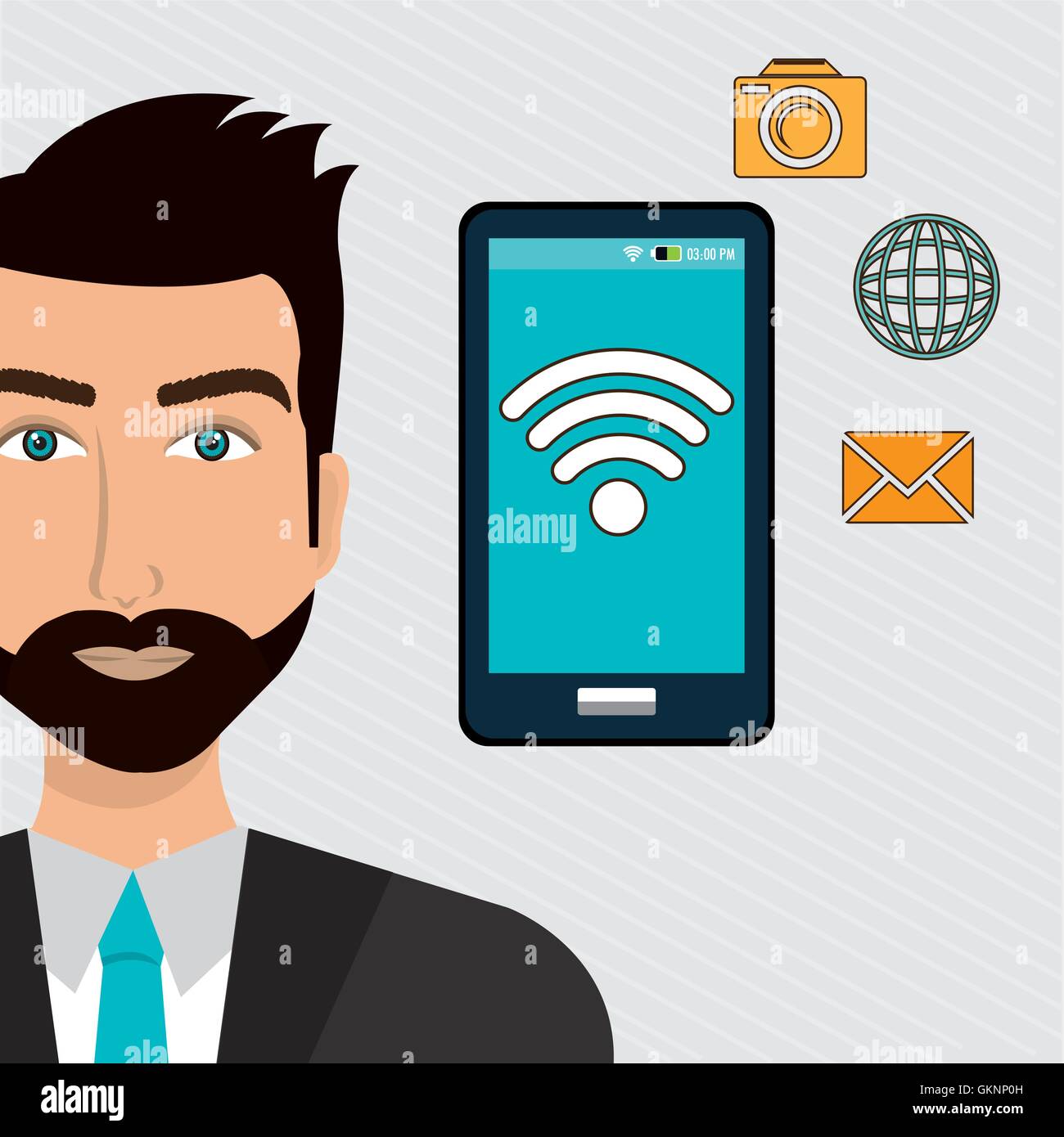 Man sms texting using app Stock Vector Images - Alamy
