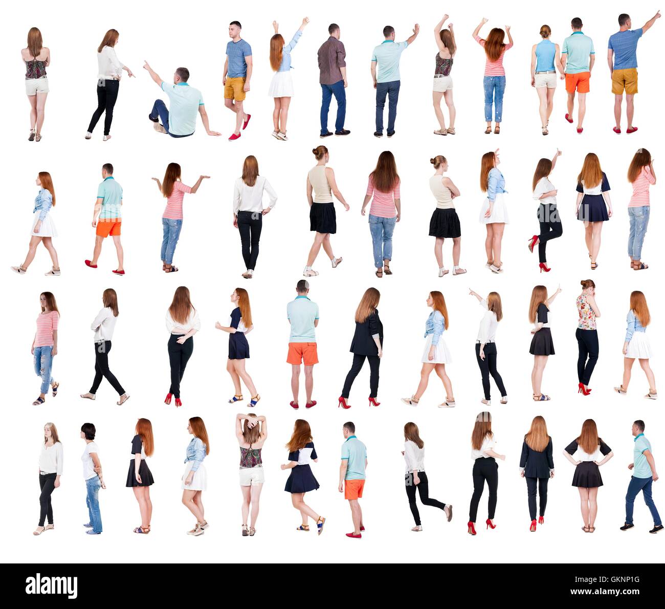 Collection " Back view people ". Rear view people set Stock Photo - Alamy