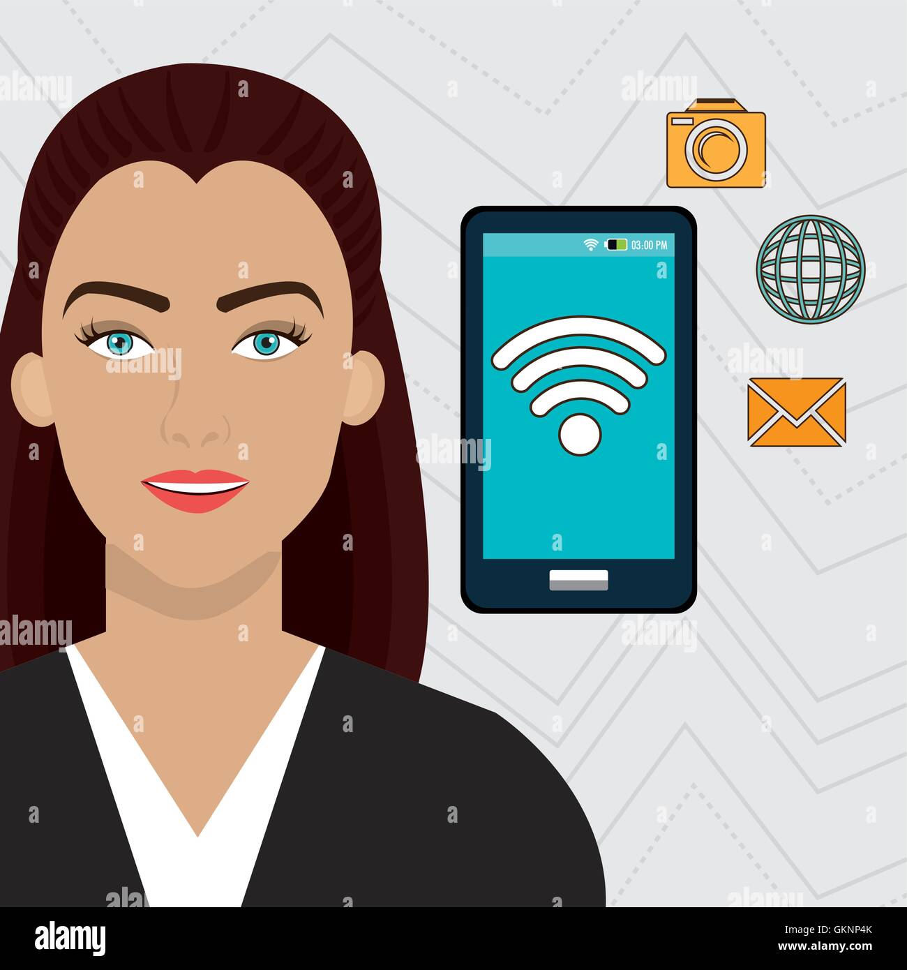 woman smartphone app global Stock Vector Image & Art - Alamy