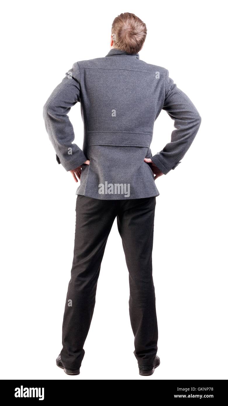 Back view of handsome business man in coat Stock Photo - Alamy
