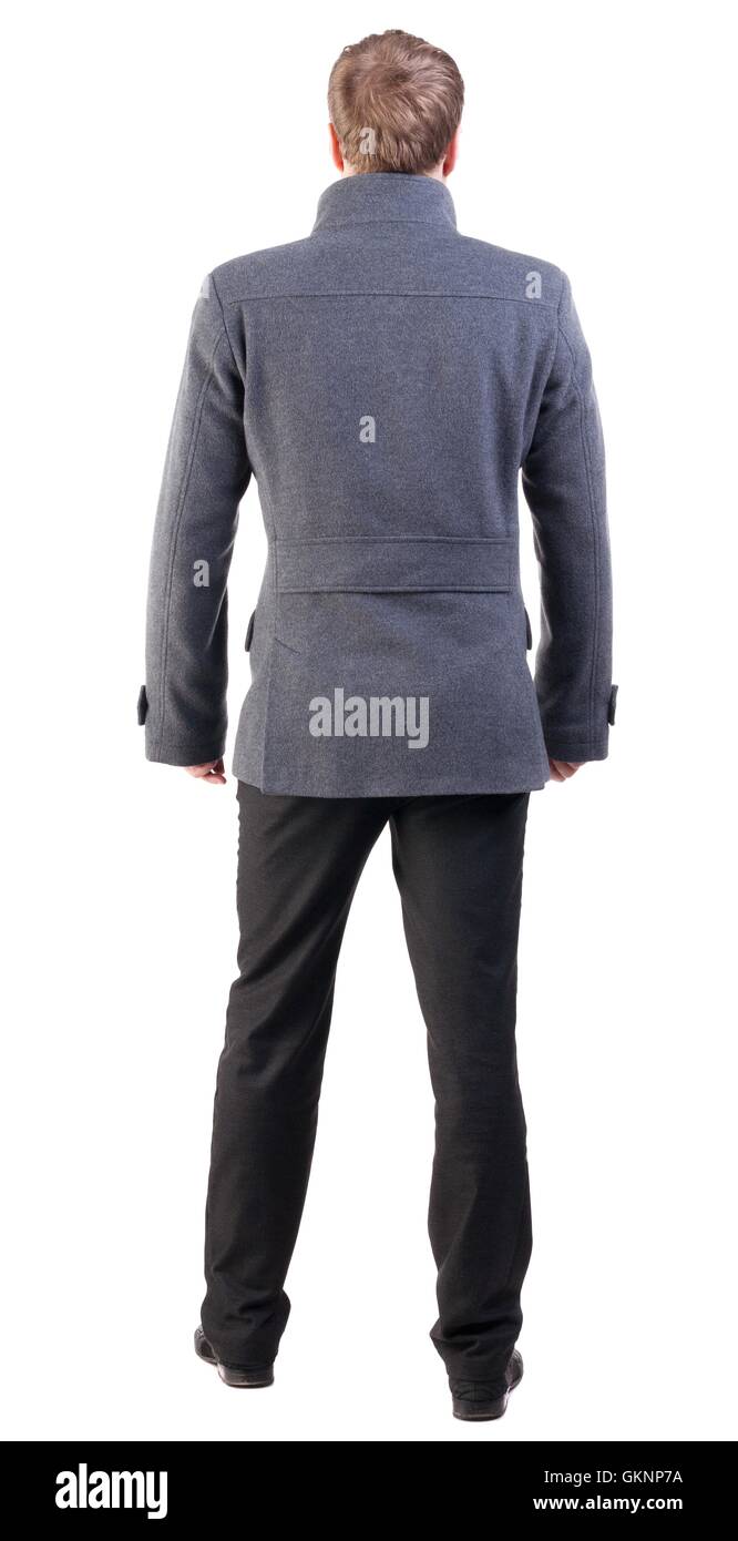 Back view of handsome business man in coat Stock Photo - Alamy