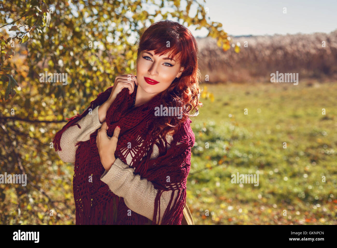 Beautiful girl outdoors in countryside Stock Photo - Alamy