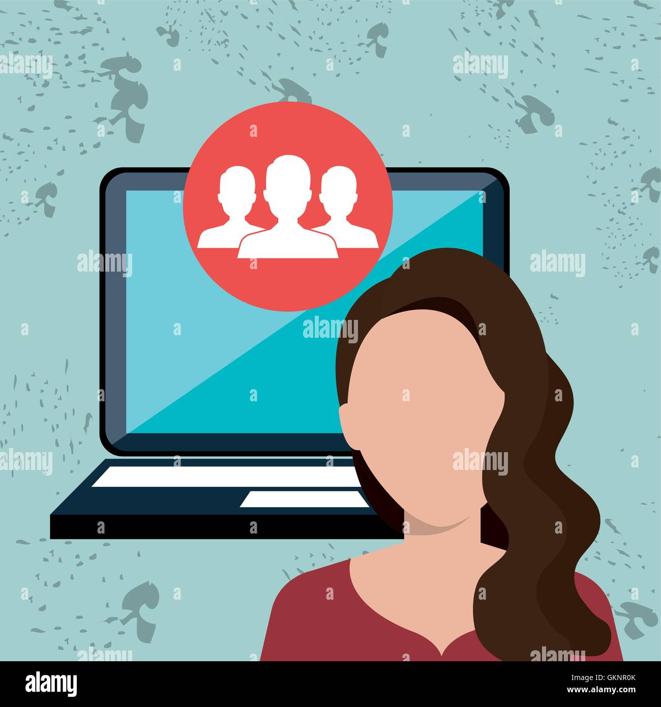 woman laptop group web Stock Vector Image & Art - Alamy