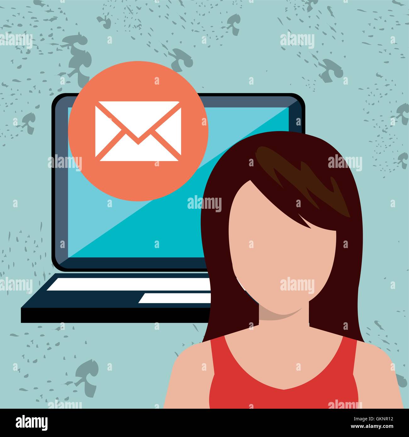 woman laptop message web Stock Vector Image & Art - Alamy