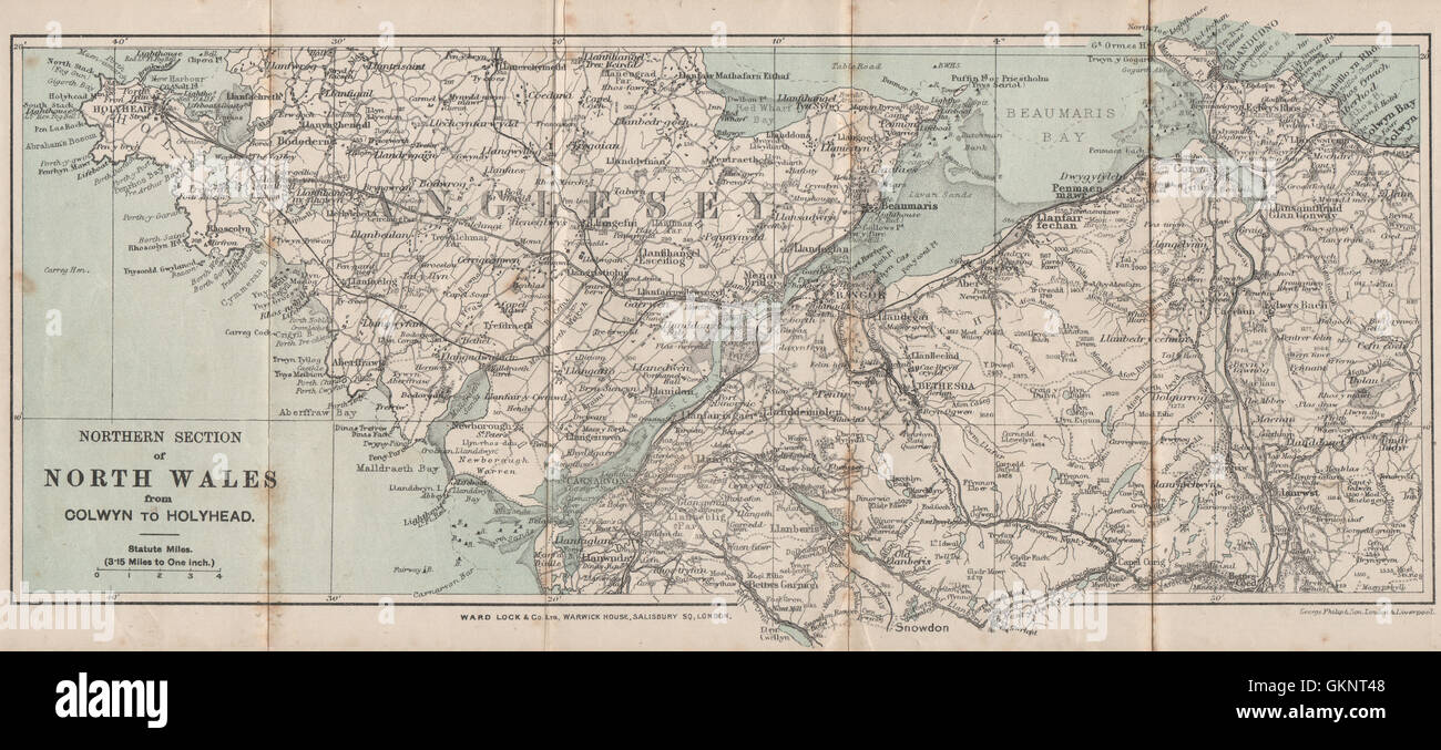 MENAI STRAIT & BEAUMARIS BAY Anglesey Bangor Llandudno Caernarvon Wales ...