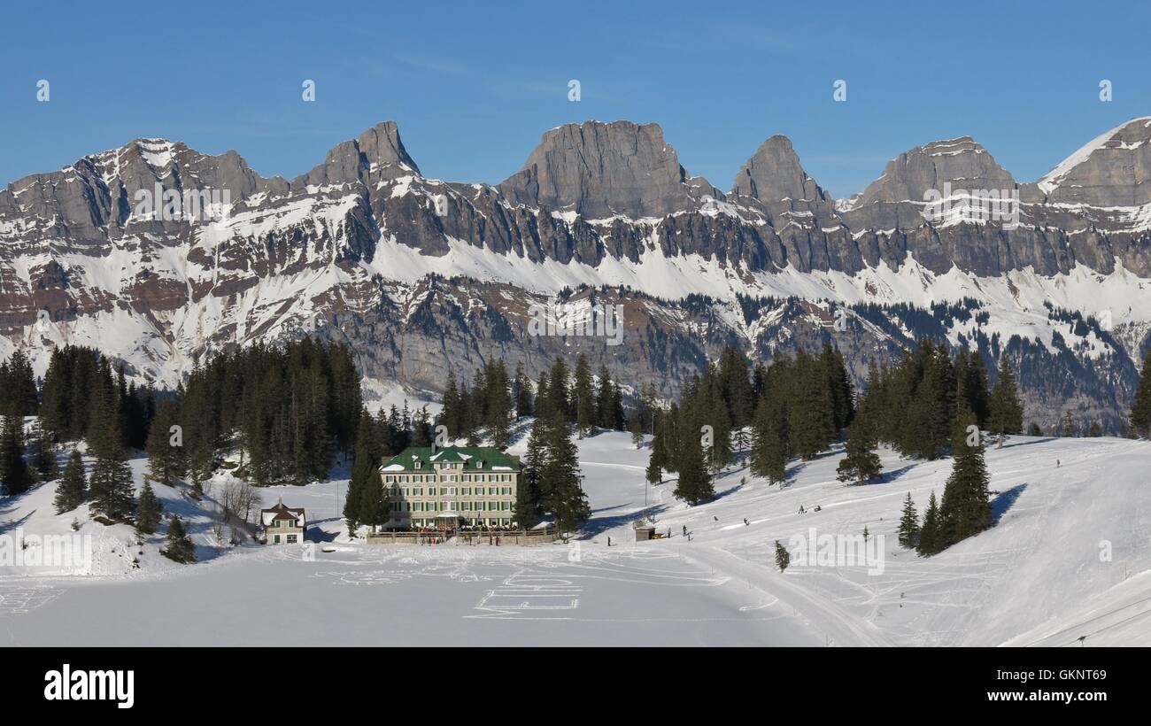 Churfirsten Range. View from Flumserberg. Winter scene in the Swiss ...
