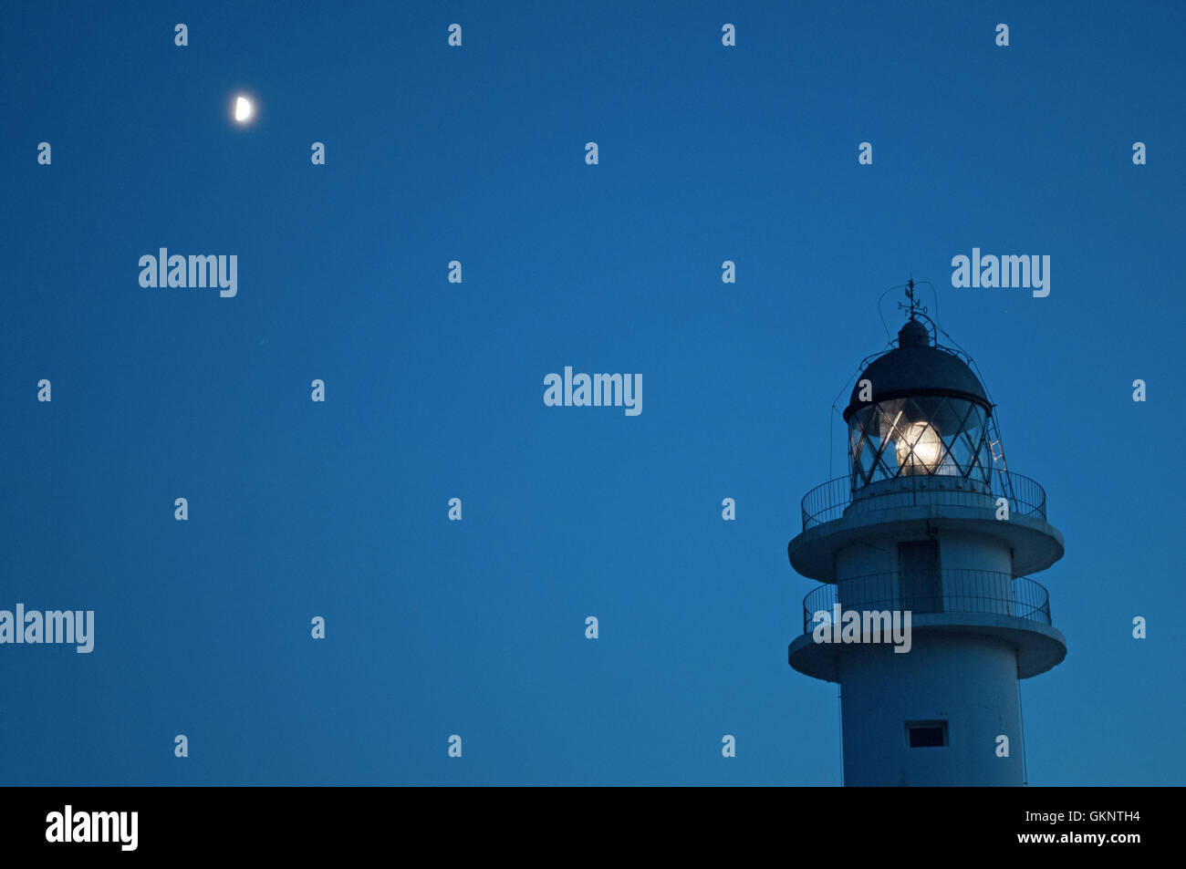 Formentera, Spain: moonlight and night view of the Cap de Barbaria ...