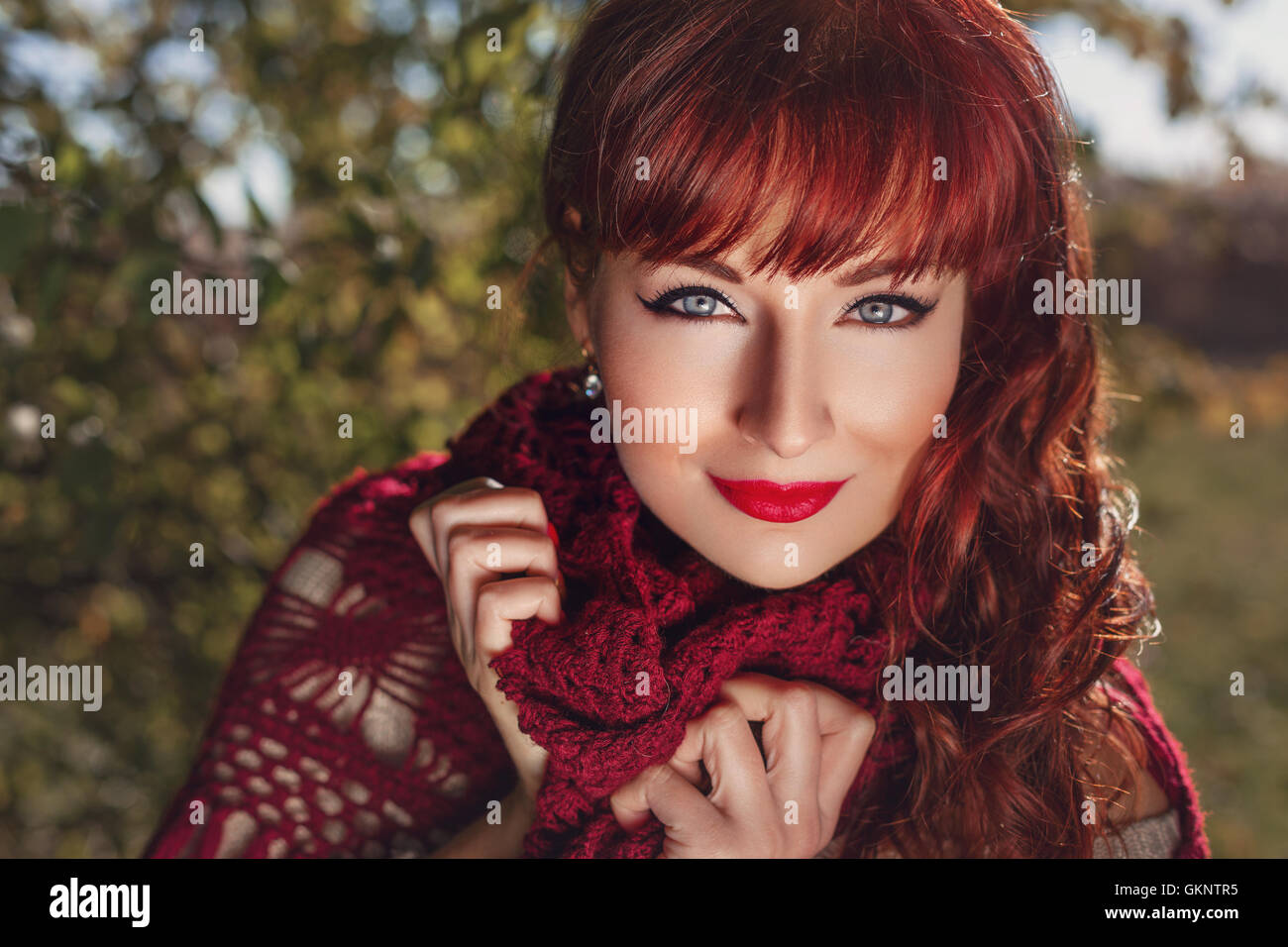 Beautiful girl outdoors in countryside Stock Photo - Alamy