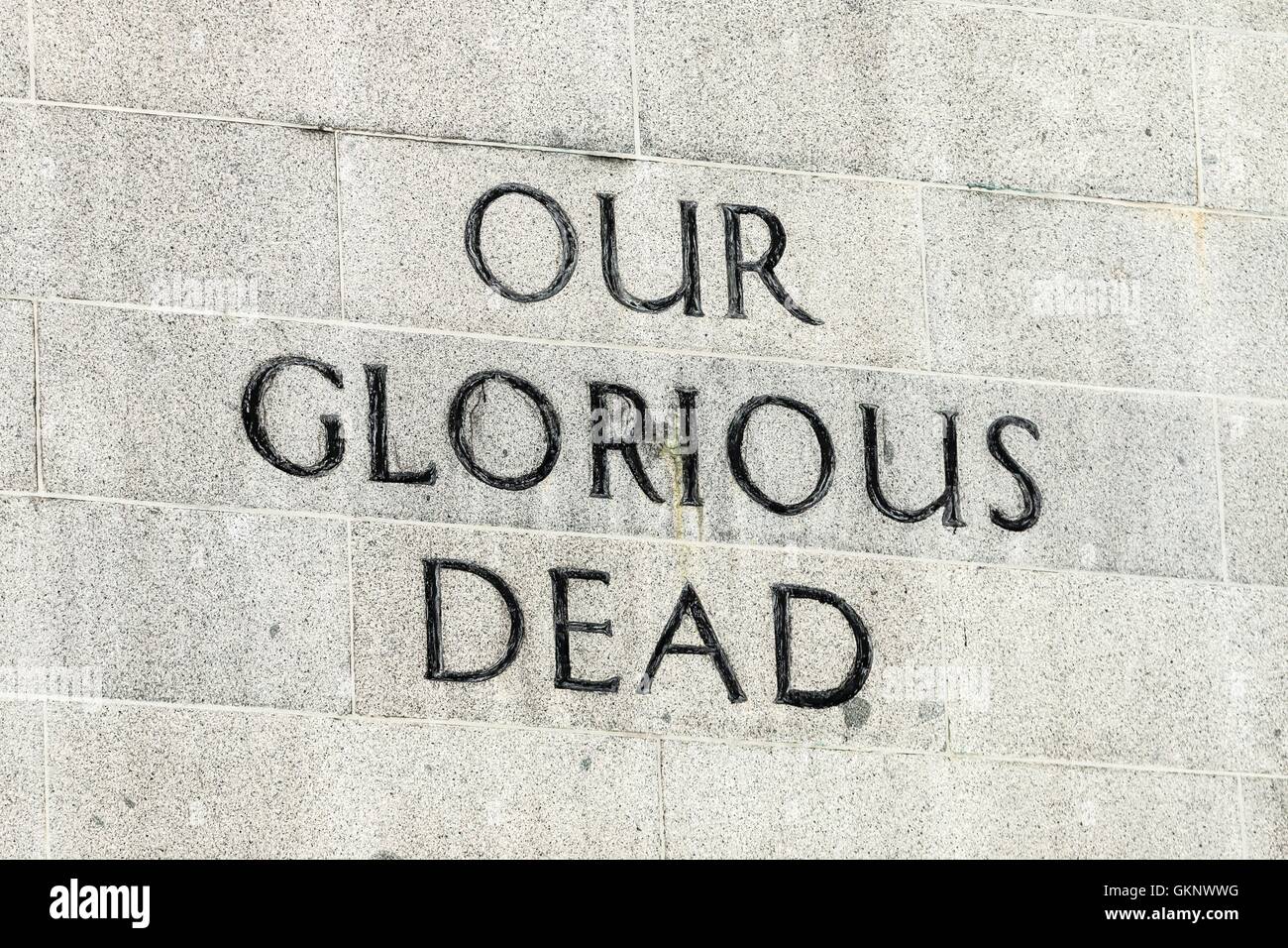 "Our Glorious Dead" inscription on the Cenotaph in Singapore. The ...