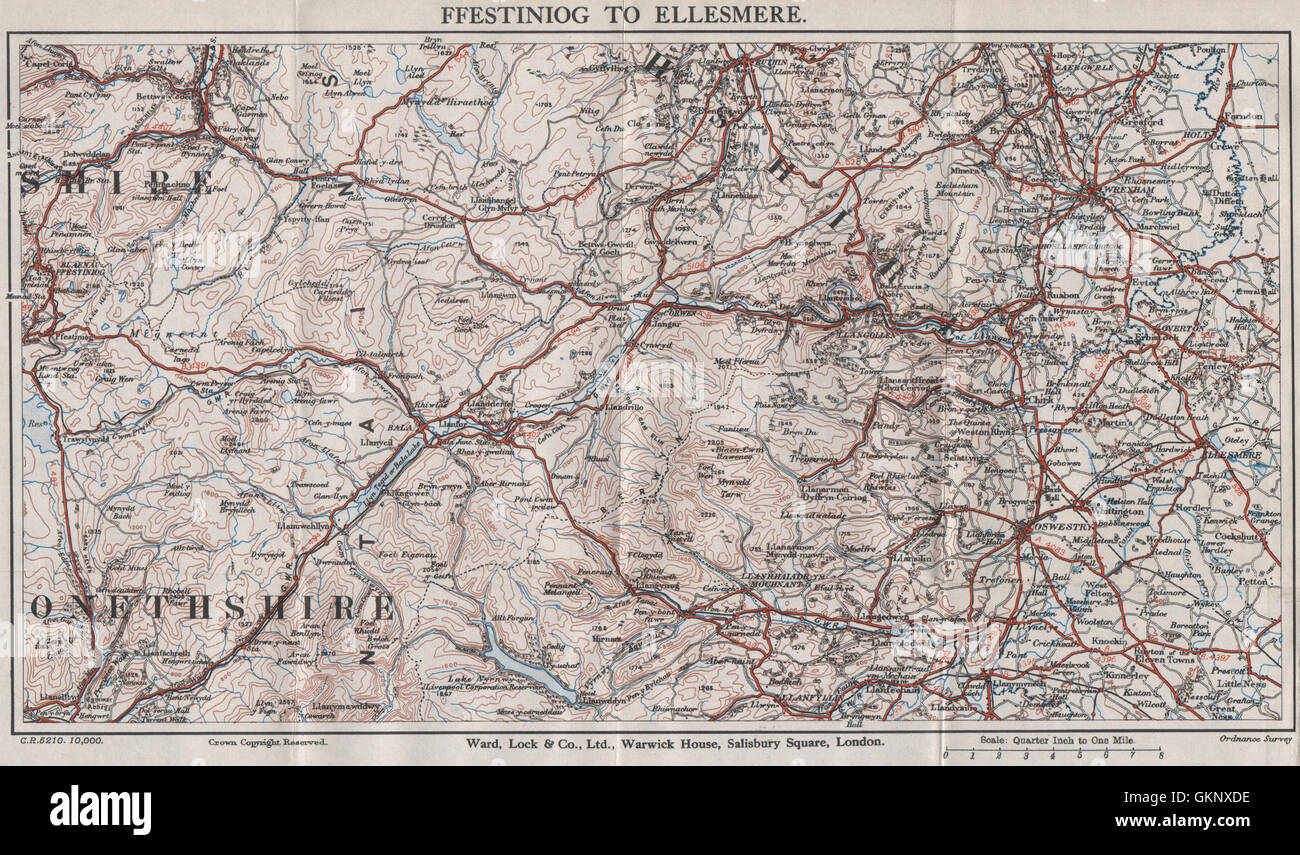 NORTH CENTRAL WALES. Ellesmere Bala Llangollen Wrexham Oswestry, 1936 ...