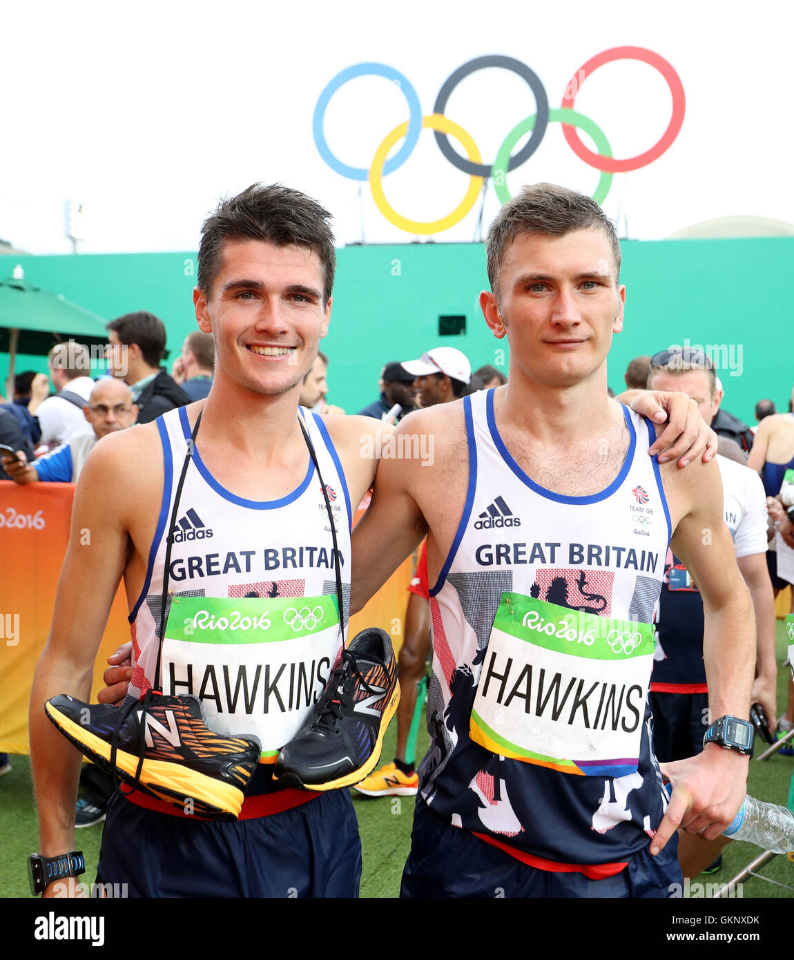 (left-right) Great Britain's Callum Hawkins and Derek Hawkins celebrate ...