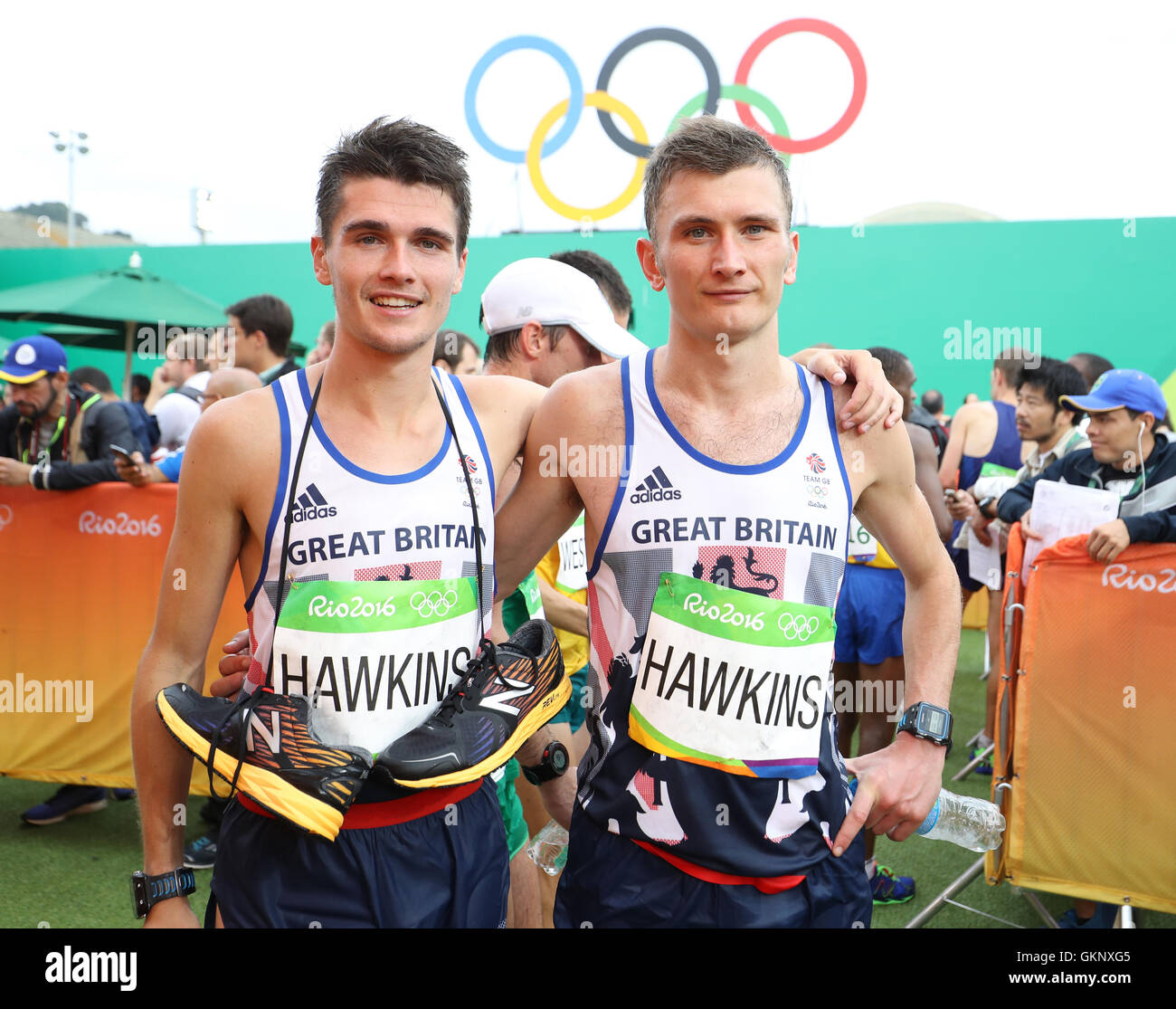 (left-right) Great Britain's Callum Hawkins and Derek Hawkins celebrate ...