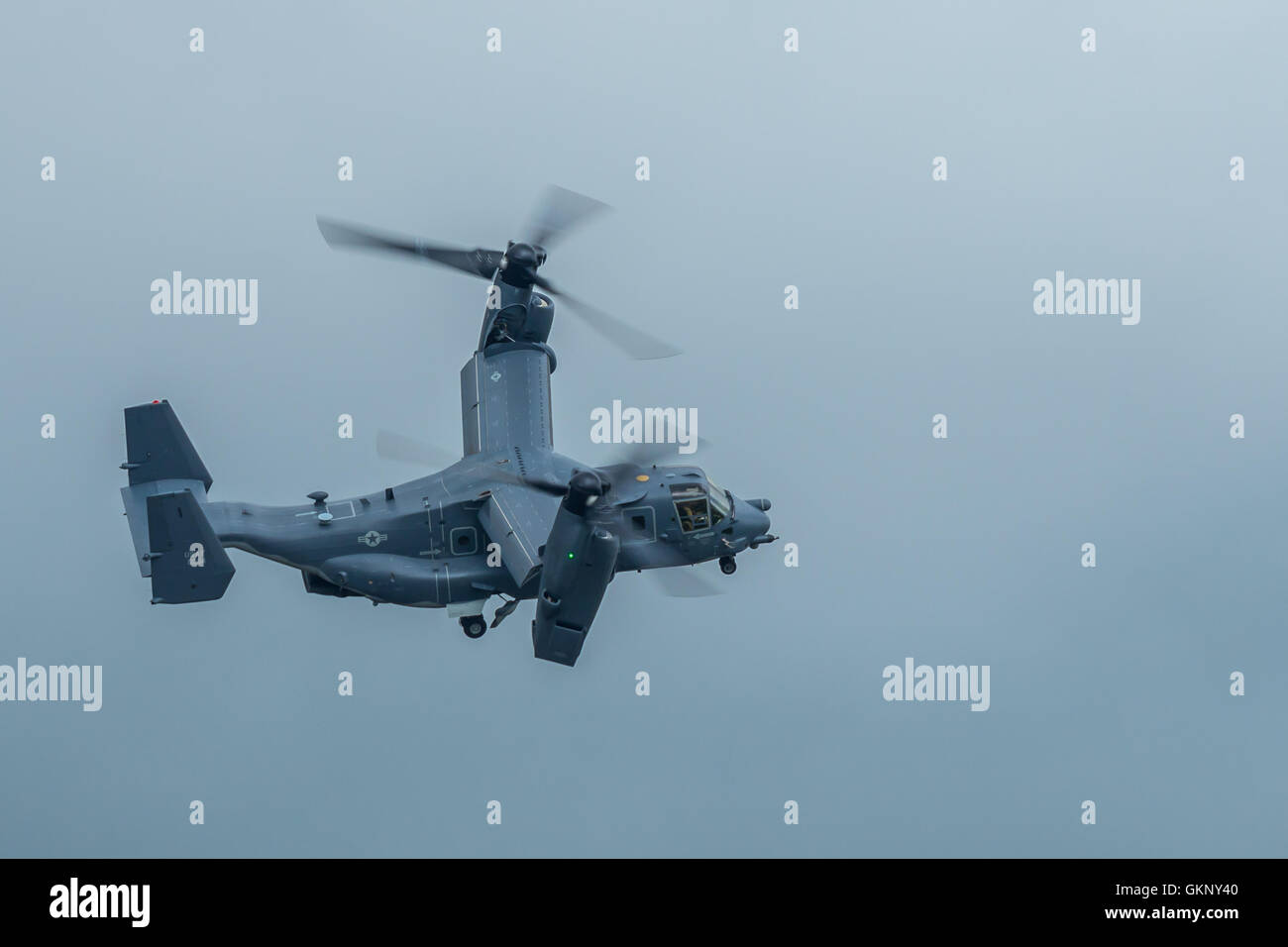 USAF Osprey performs a flying display at an airshow over RAF Fairford ...