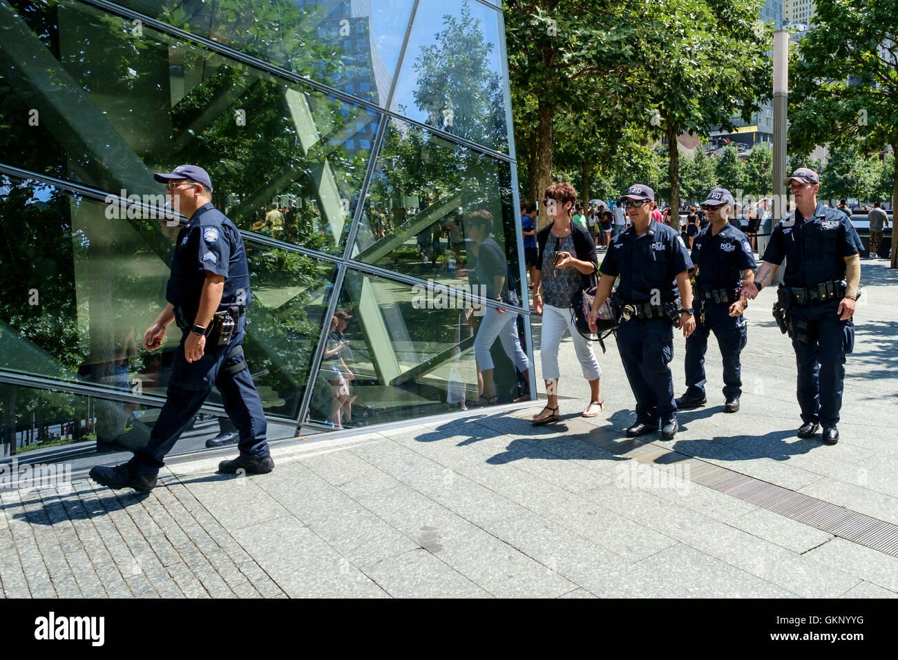 Police / Security personnel at the 9/11 Memorial, World Trade Center ...