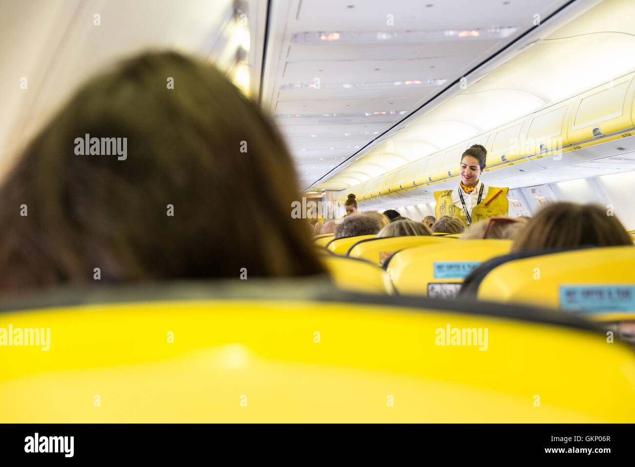 Stewardess flight safety cabin hi-res stock photography and images - Alamy