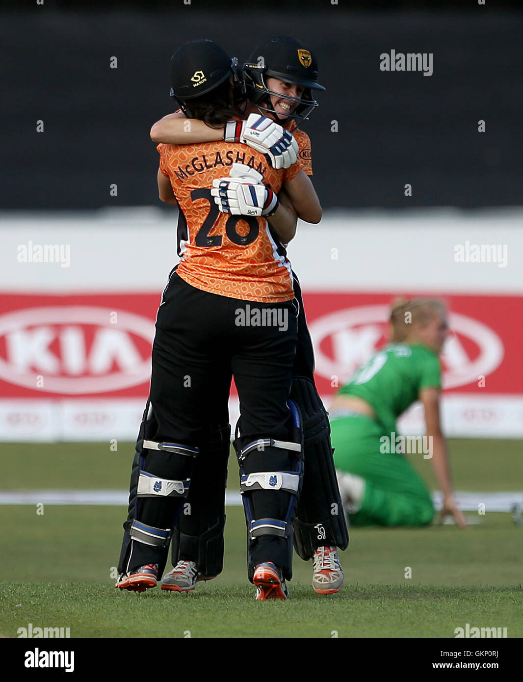Southern Vipers Lydia Greenway celebrates with Sara McGlashan after the ...