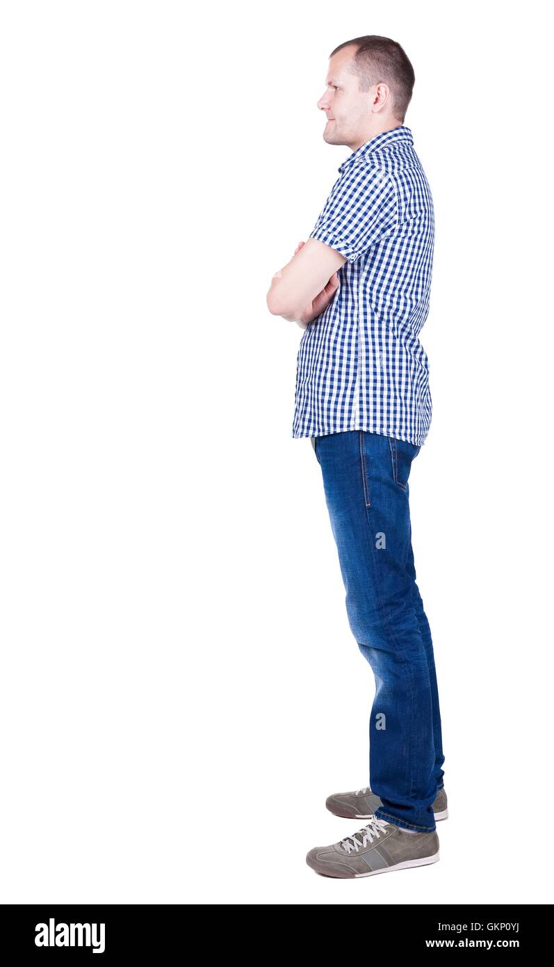 Back view of handsome man in shirt looking up Stock Photo - Alamy