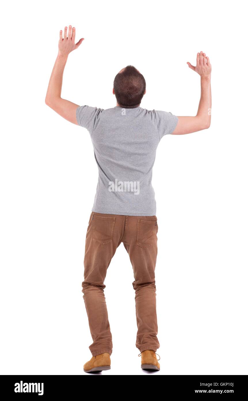 Back view of shocked man in shirt . upset young guy in jeans Stock ...