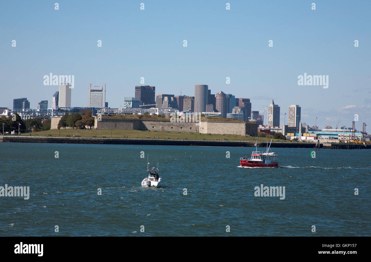 Fort Independence and Boston Waterfront from Boston Harbor Boston ...
