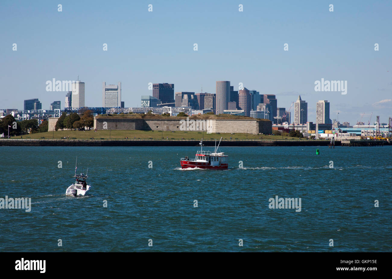 Fort Independence and Boston Waterfront from Boston Harbor Boston ...