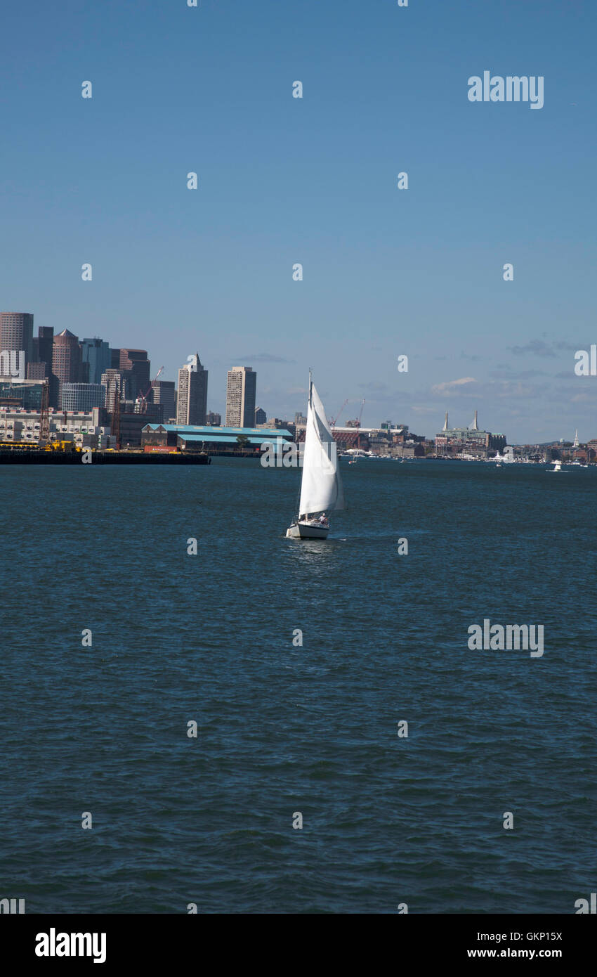 Catamaran sailing around Boston harbor and islands an area of ...