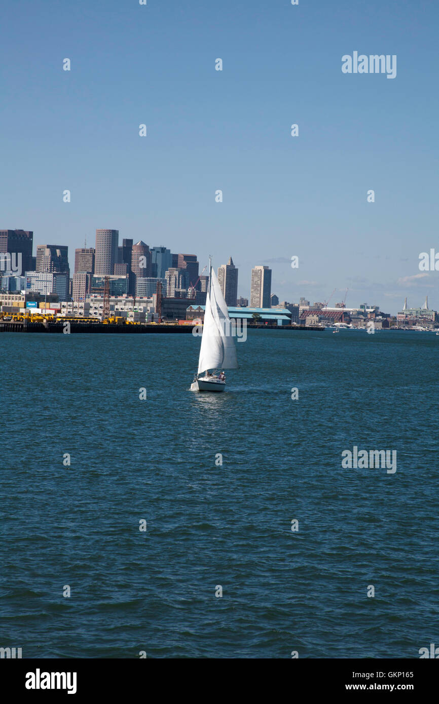Catamaran sailing around Boston harbor and islands an area of ...