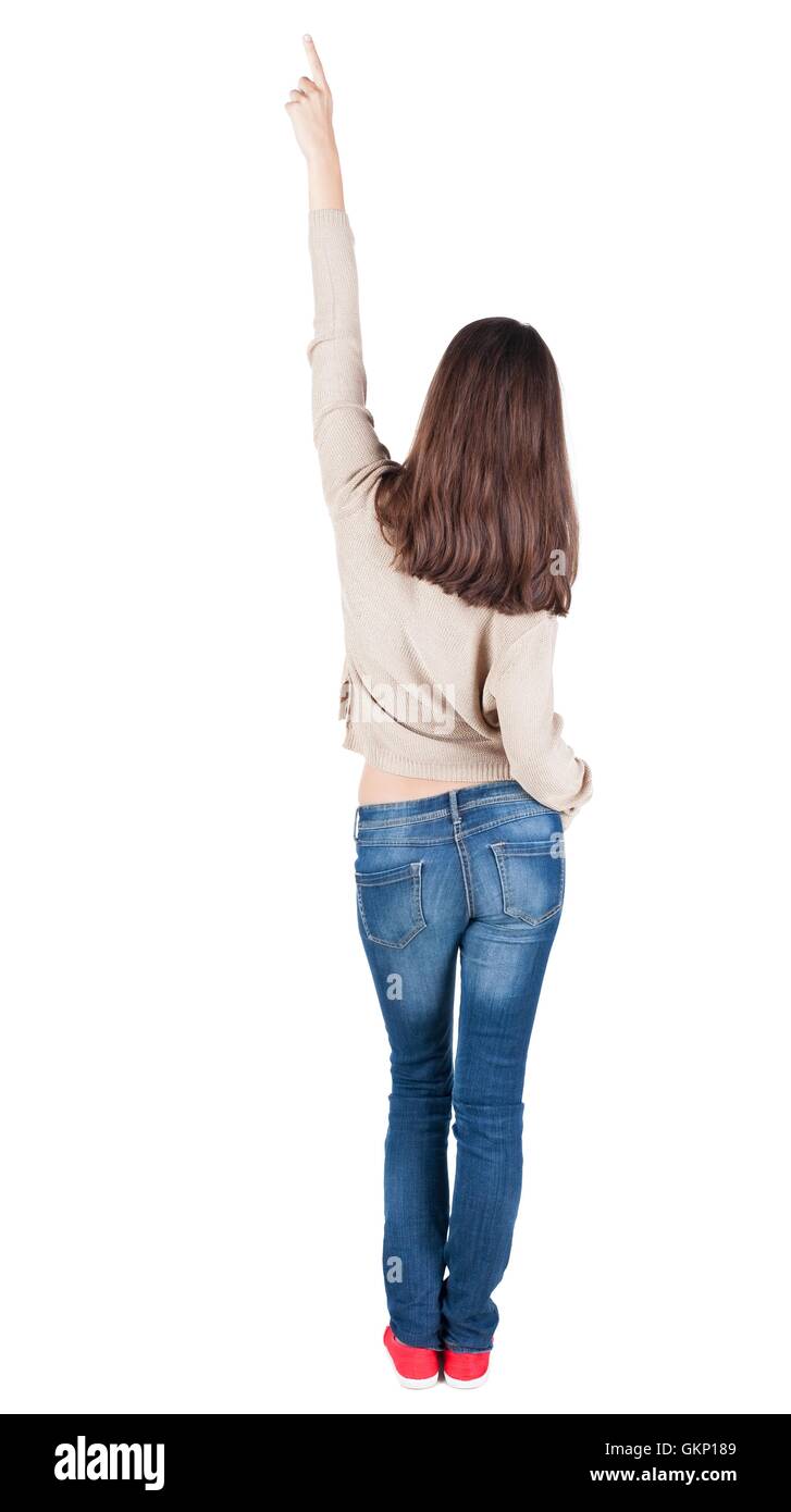 Back view of pointing woman. b Stock Photo - Alamy