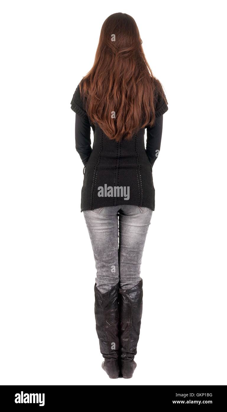 back view of standing young beautiful woman Stock Photo - Alamy