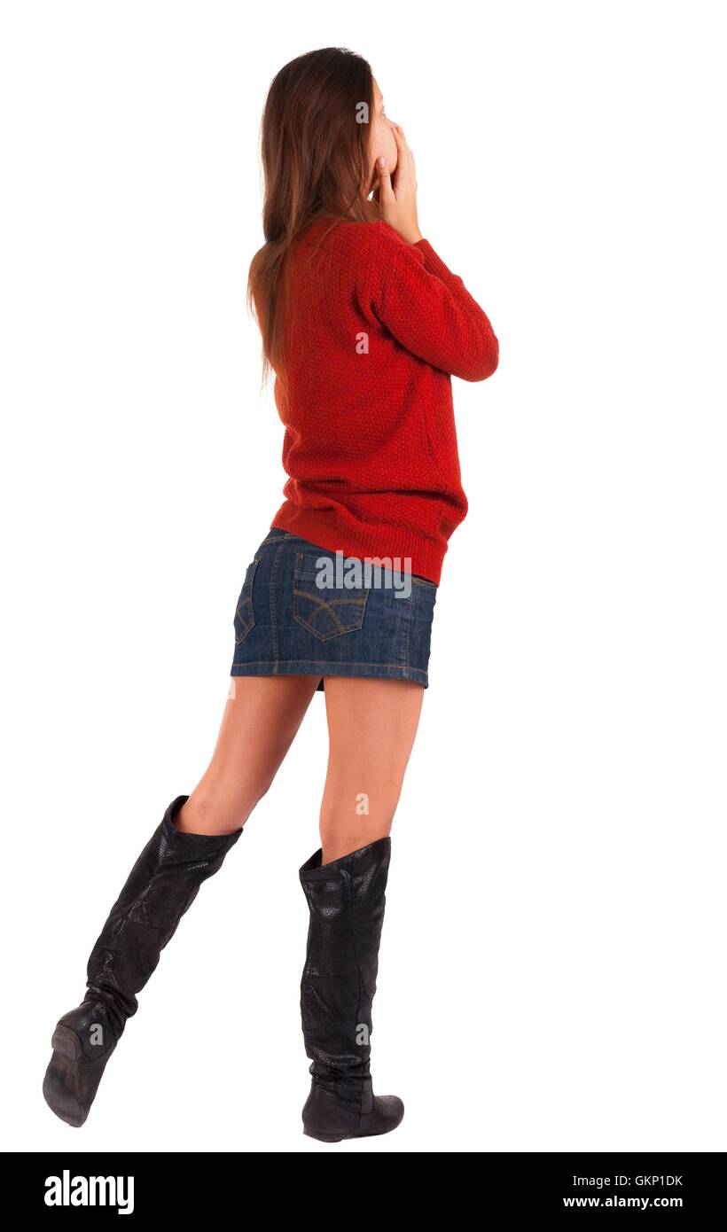 back view of standing young beautiful woman Stock Photo - Alamy