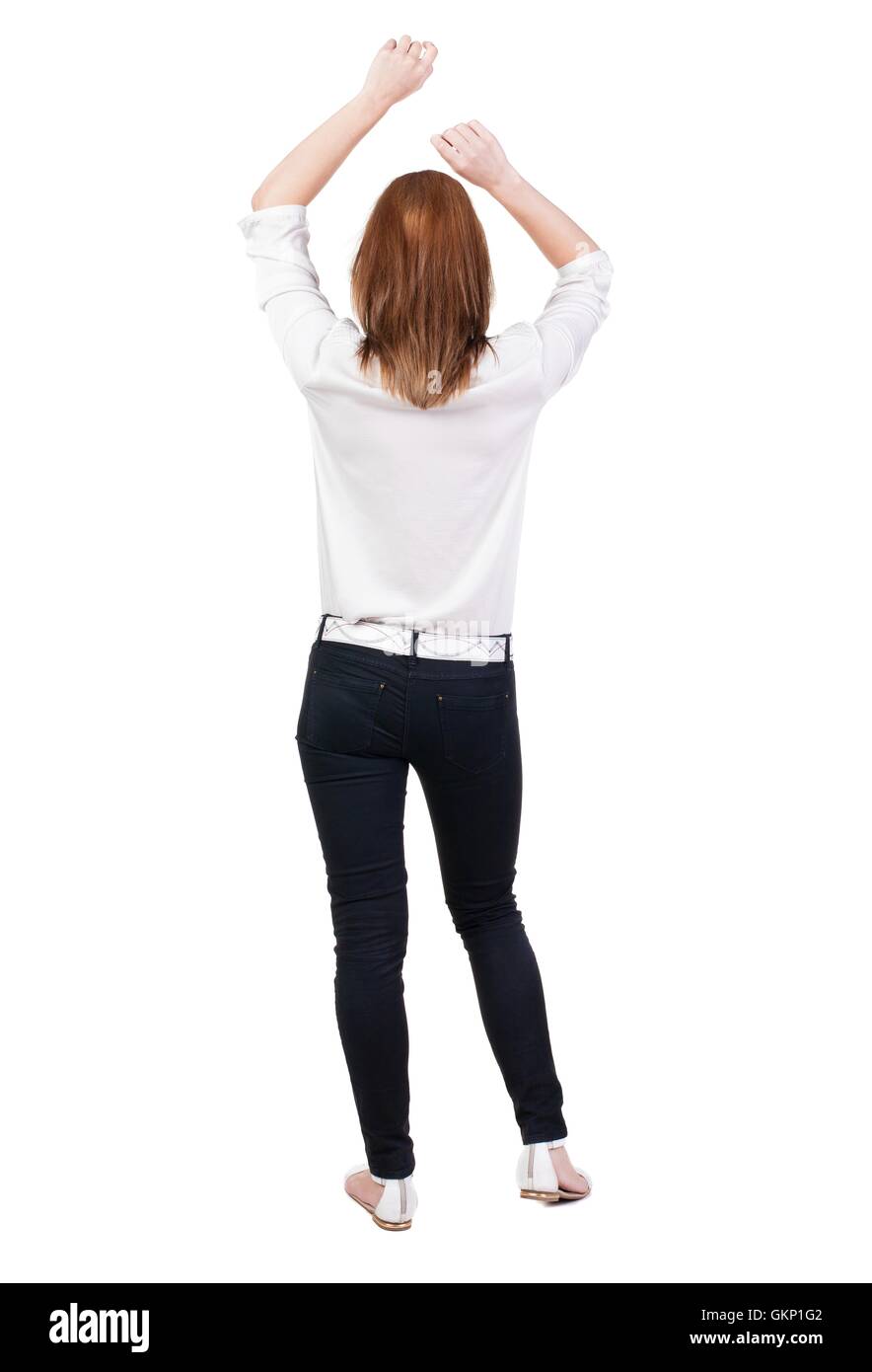 Woman hands behind back, rear view Cut Out Stock Images & Pictures - Alamy