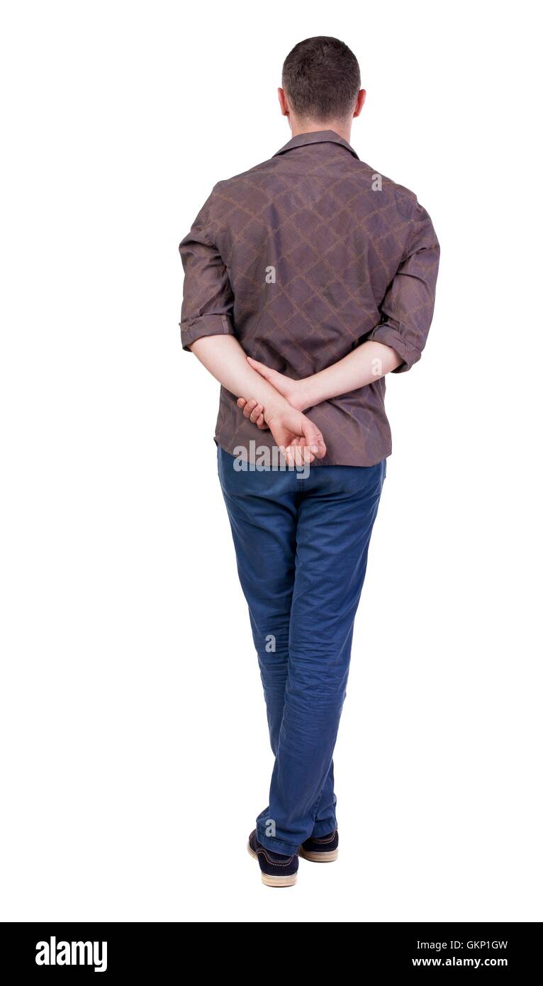 Back view of handsome man in shirt looking up Stock Photo - Alamy