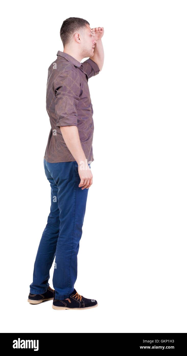 Back view of handsome man in shirt looking up Stock Photo - Alamy