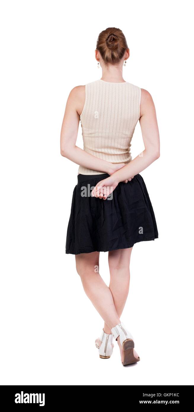 back view of standing young beautiful woman Stock Photo - Alamy