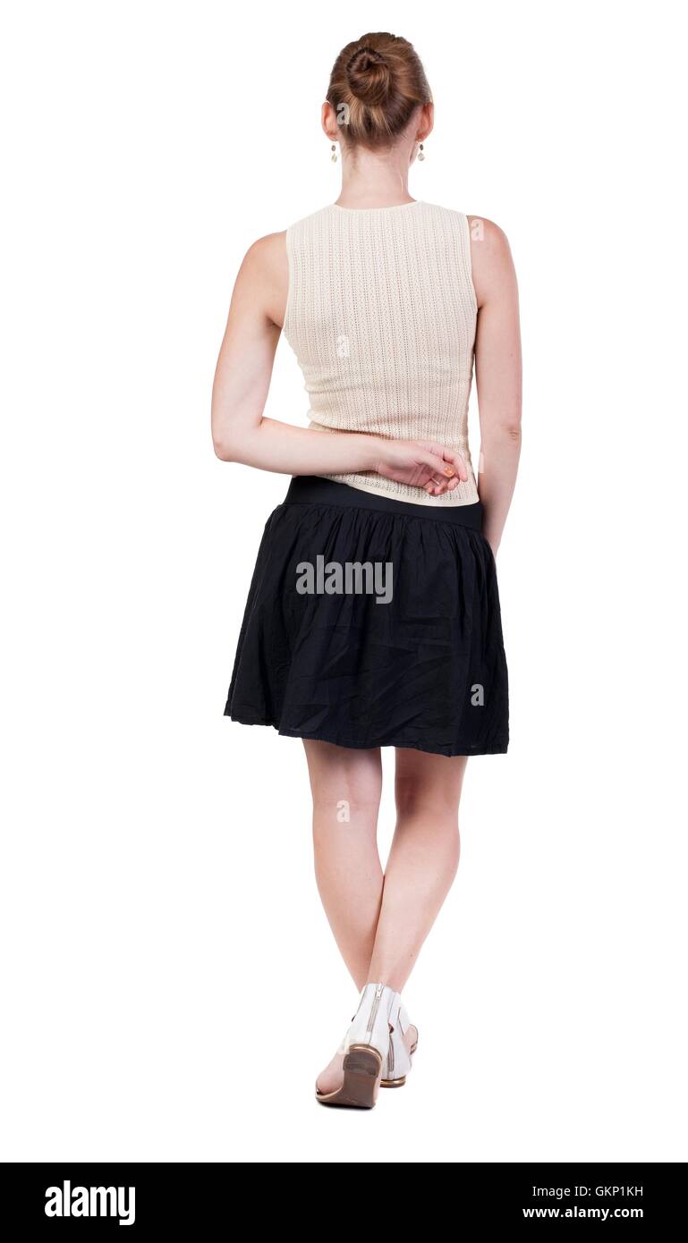 back view of standing young beautiful woman Stock Photo - Alamy