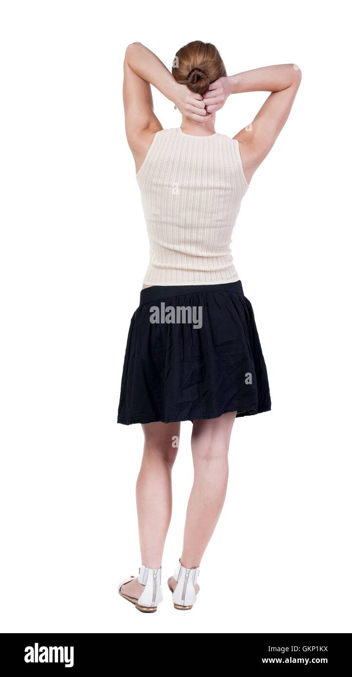 back view of standing young beautiful woman Stock Photo - Alamy