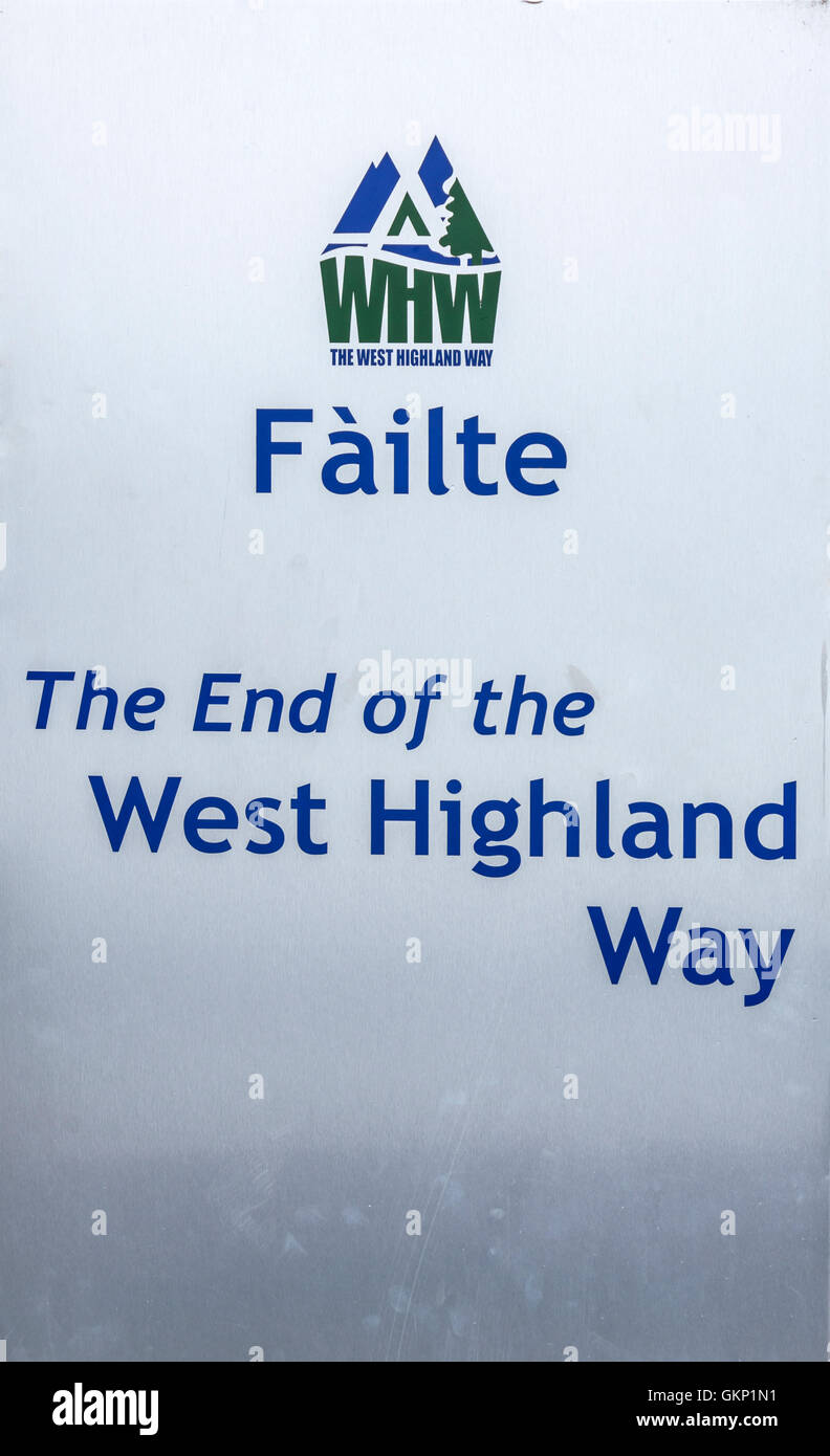Sign marking the end of the West Highland Way, Gordon Square, Fort ...