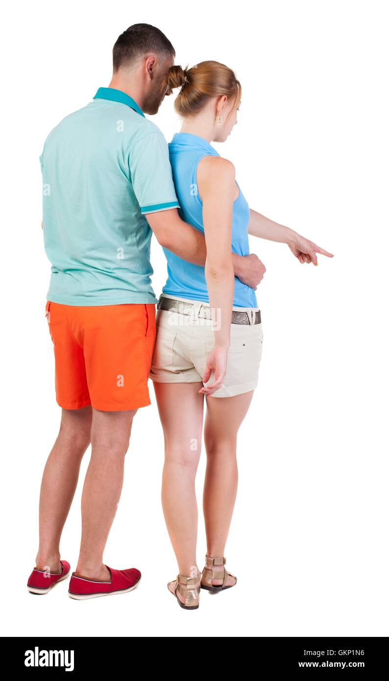 young couple pointing Stock Photo - Alamy