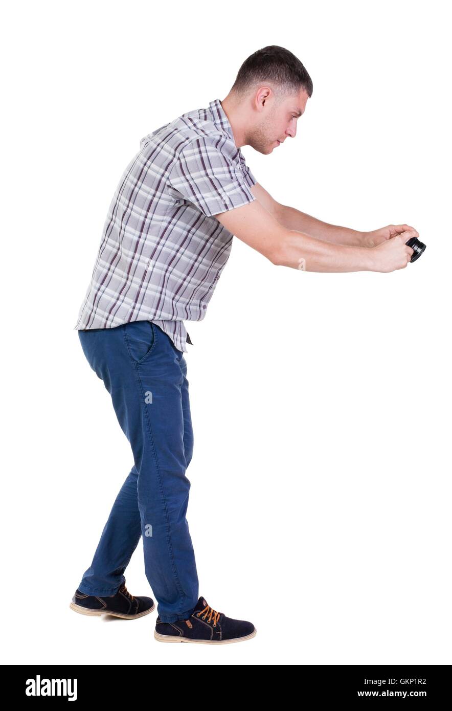Back view of man photographing. tourist with camera Stock Photo - Alamy