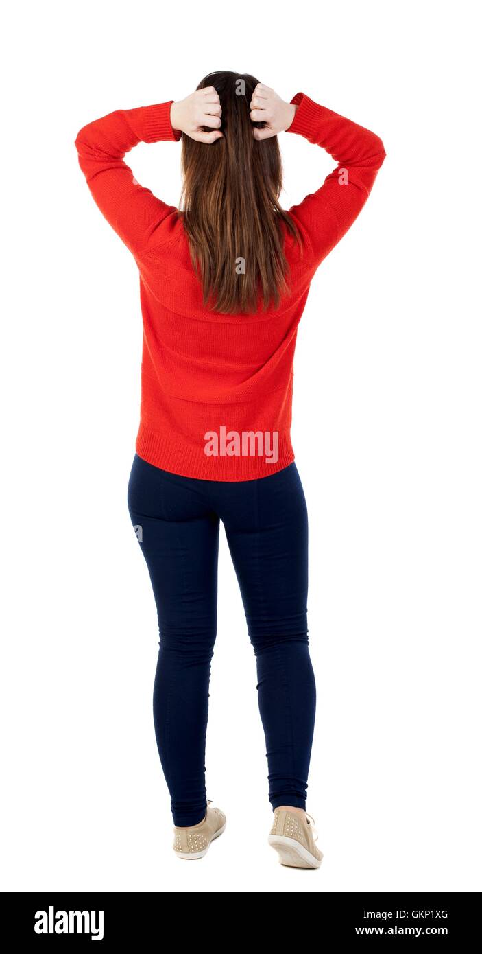 Back view of shocked woman Stock Photo - Alamy